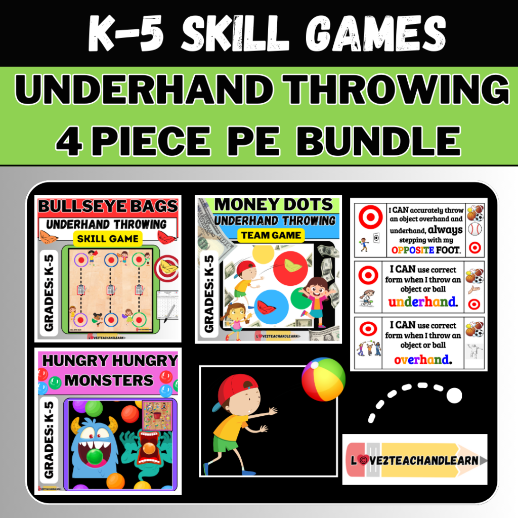 3 Easy and Fun Elementary Underhand Throwing PE Games - Love 2 Teach ...