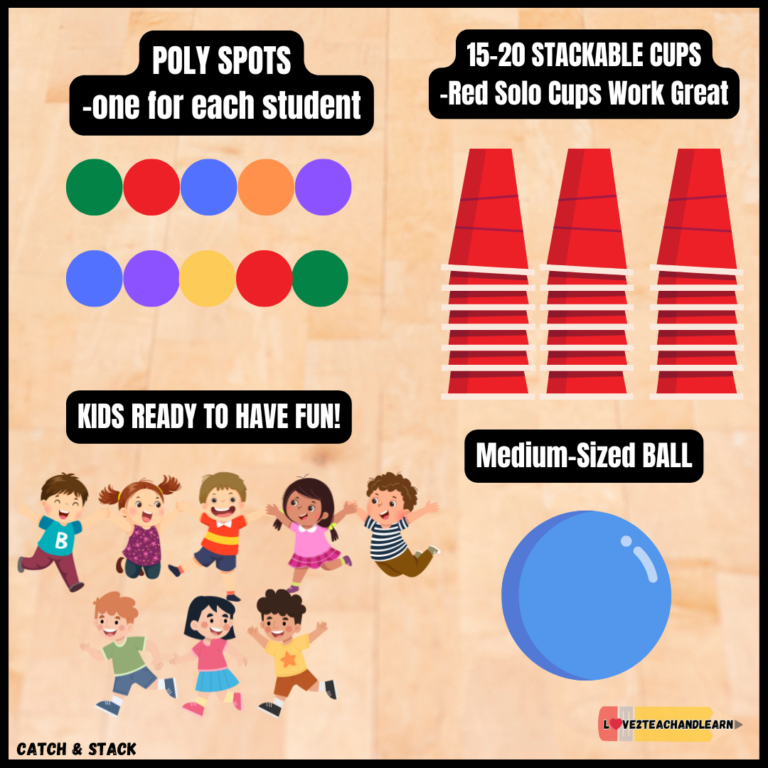 K-12 CATCH and STACK PE Team Game or Classroom Brain Break