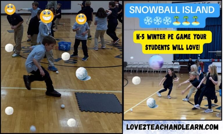 SNOWBALL ISLAND: Winter K-5 Elementary (Overhand Throwing) PE Game