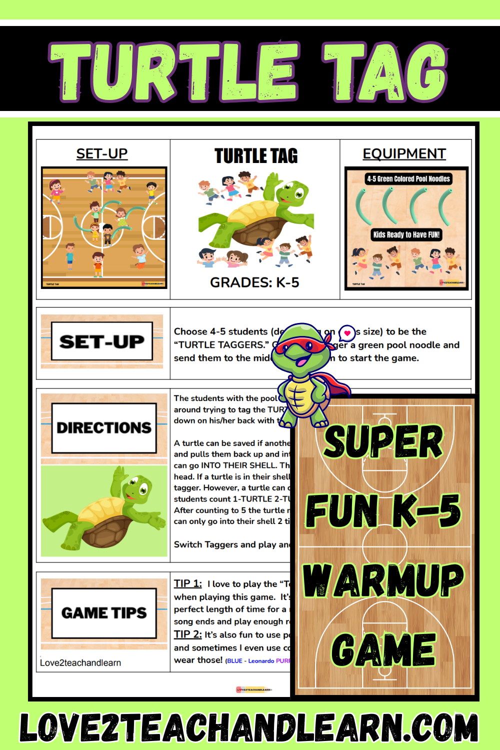 TURTLE TAG: Easy and Fun K-5 Elementary PE Game
