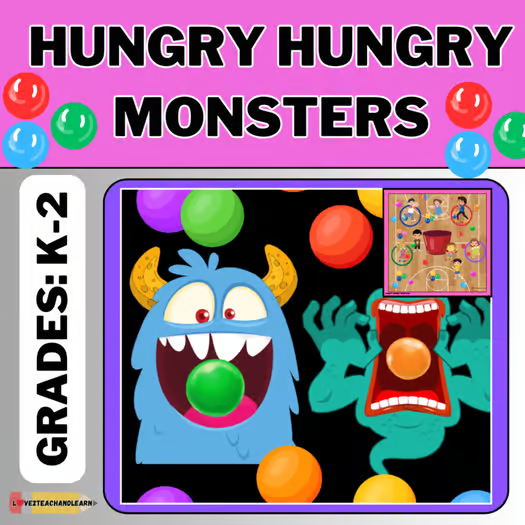 K-2 HUNGRY MONSTERS Gym Game (Throwing, Catching, Counting)