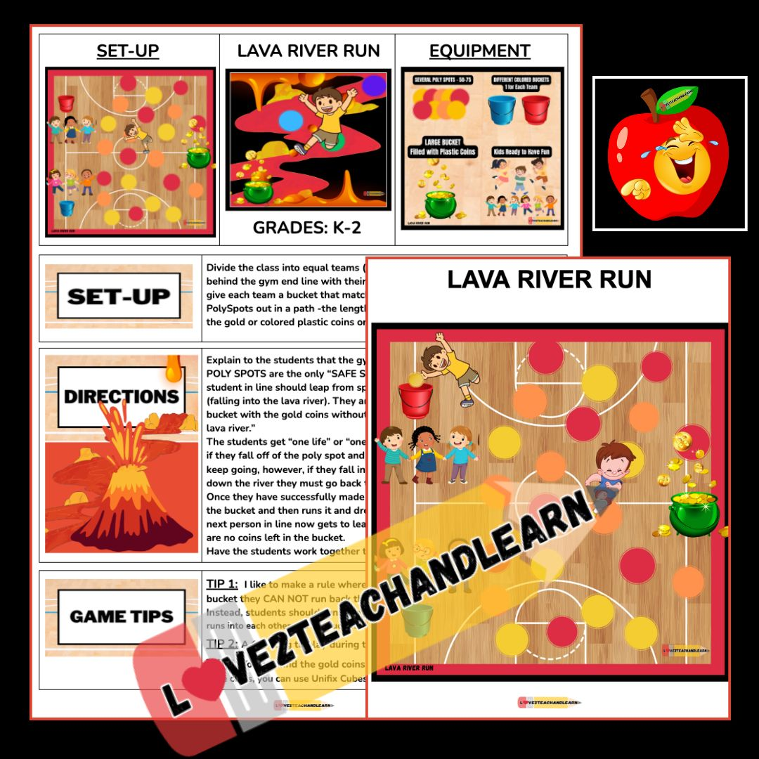 LAVA RIVER RUN: K-2 Balance and Leaping Team PE Game