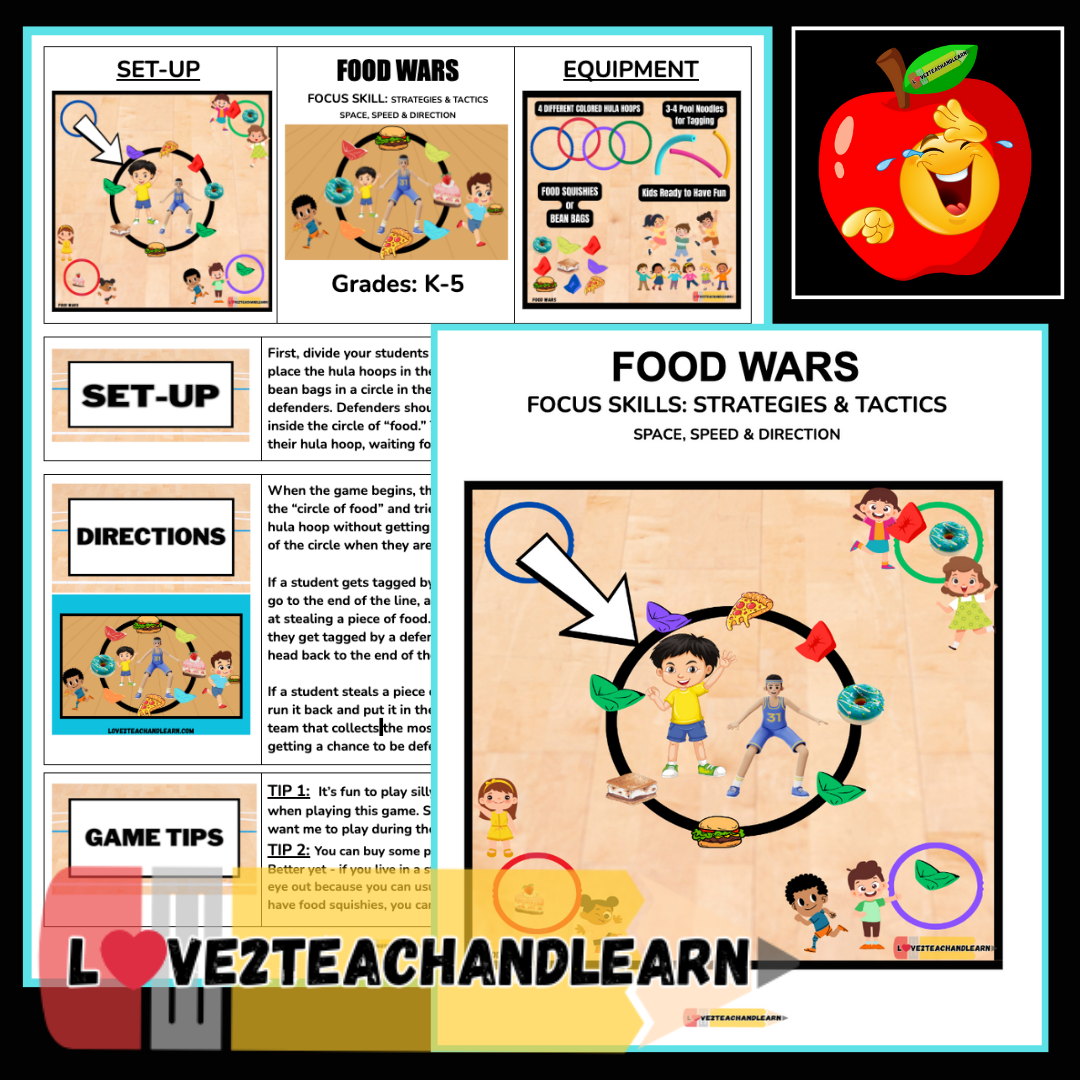 FOOD WARS: K-5 Teamwork, Dodging and Fleeing PE Game