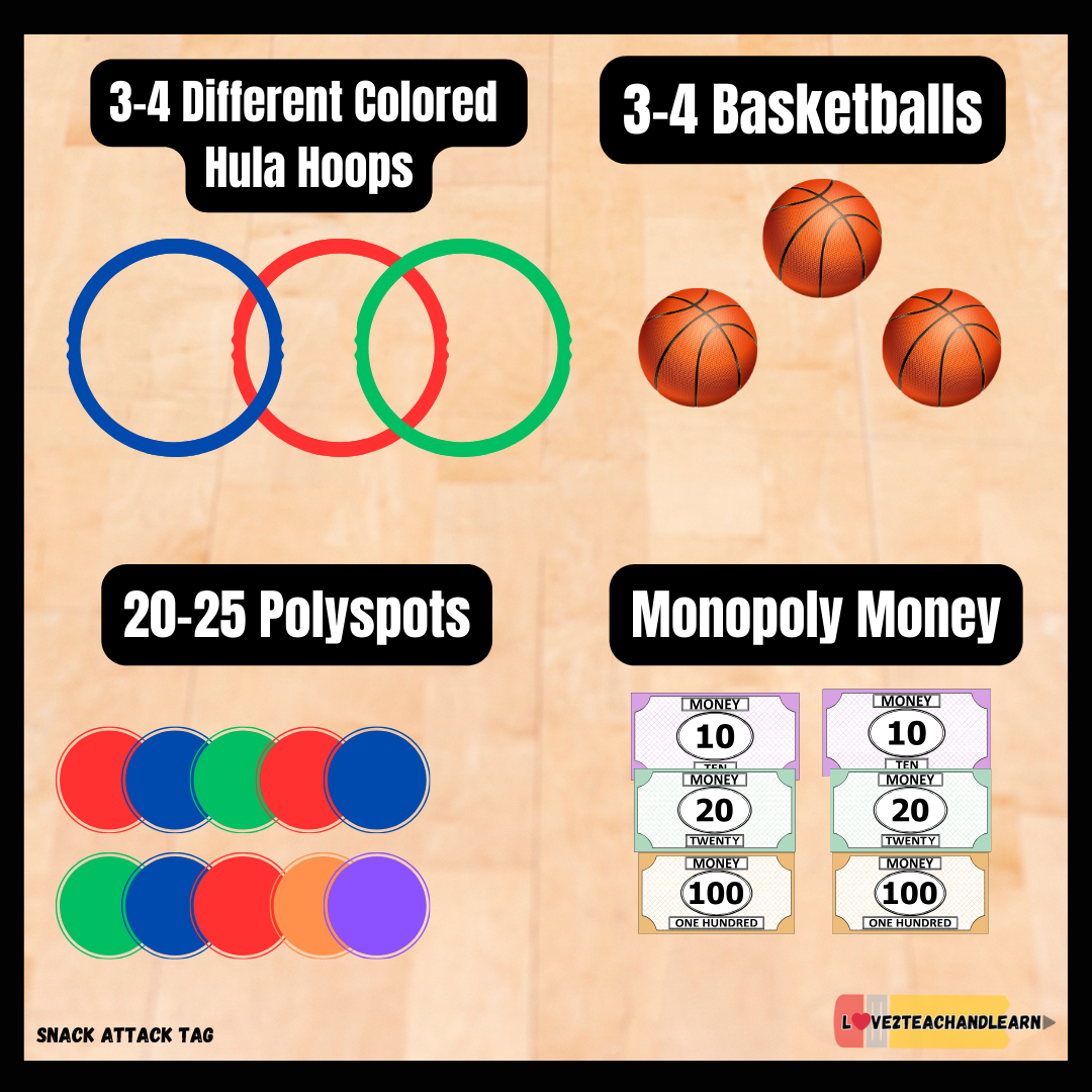 MONEY SHOTS Basketball PE Game (Dribbling Passing Shooting)