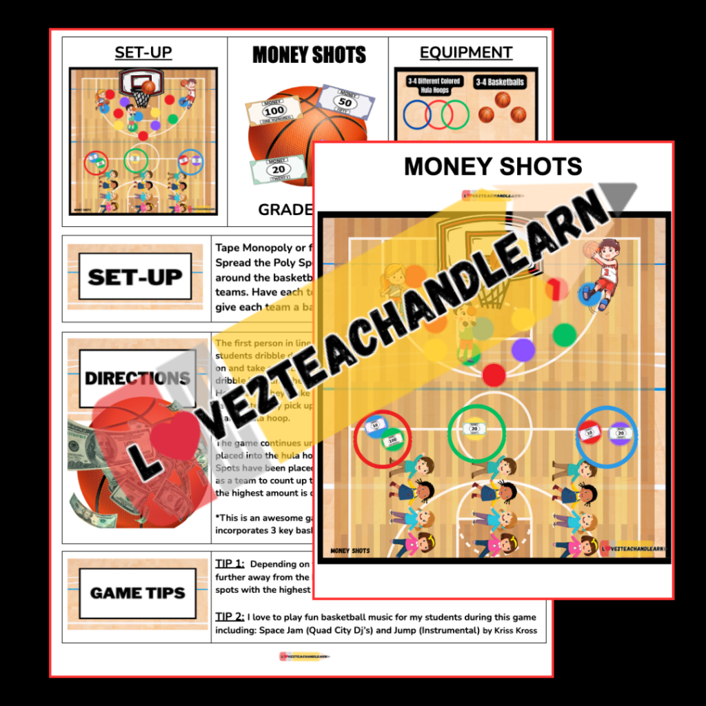 MONEY SHOTS Basketball PE Game (Dribbling Passing Shooting)