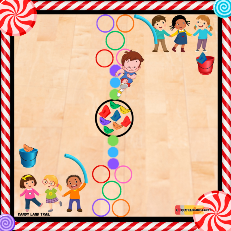 CANDYLAND TRAIL (Hopscotch) K-2 Balance, Hopping PE Game
