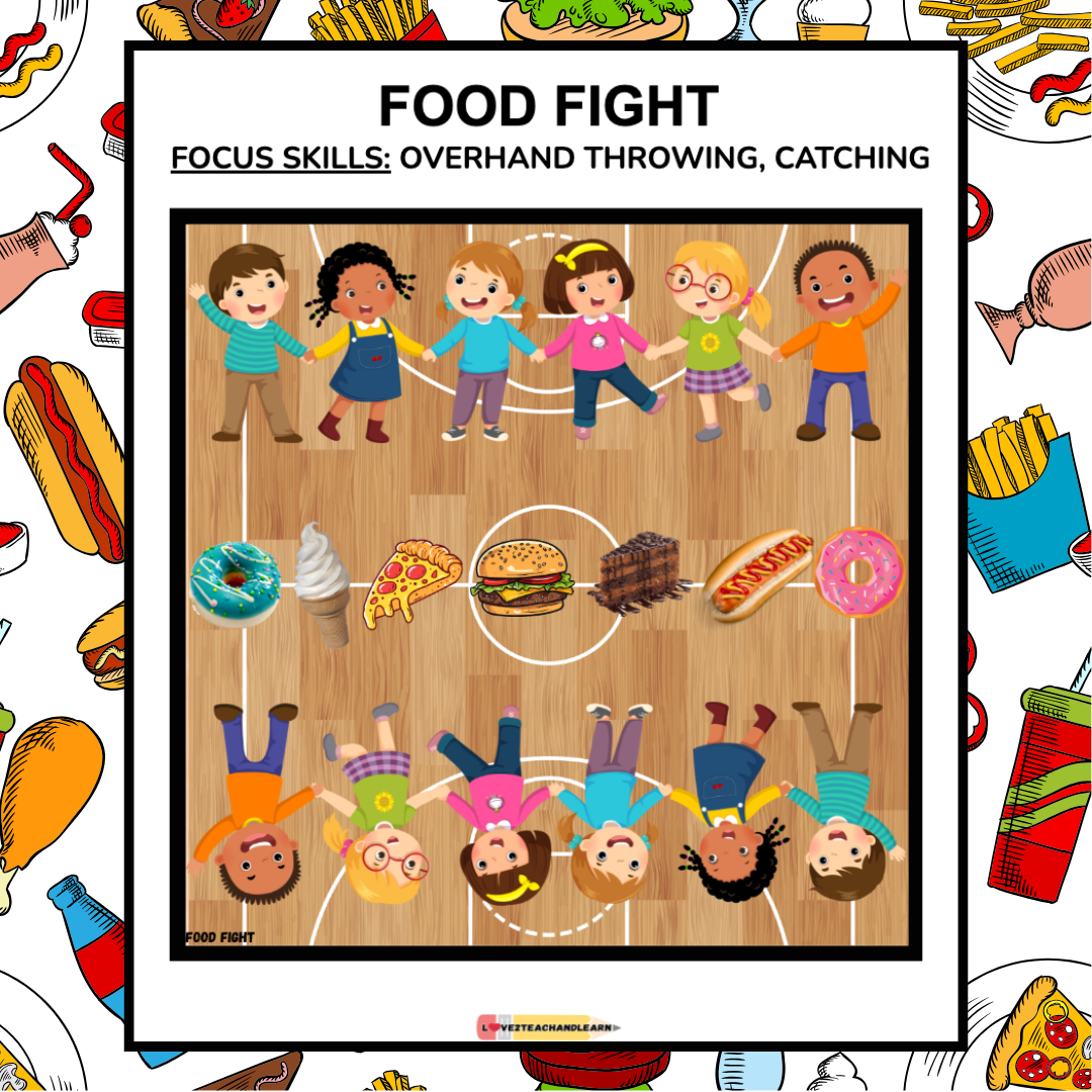FOOD FIGHT: K-12 (Safe DODGEBALL Game) for PE Class