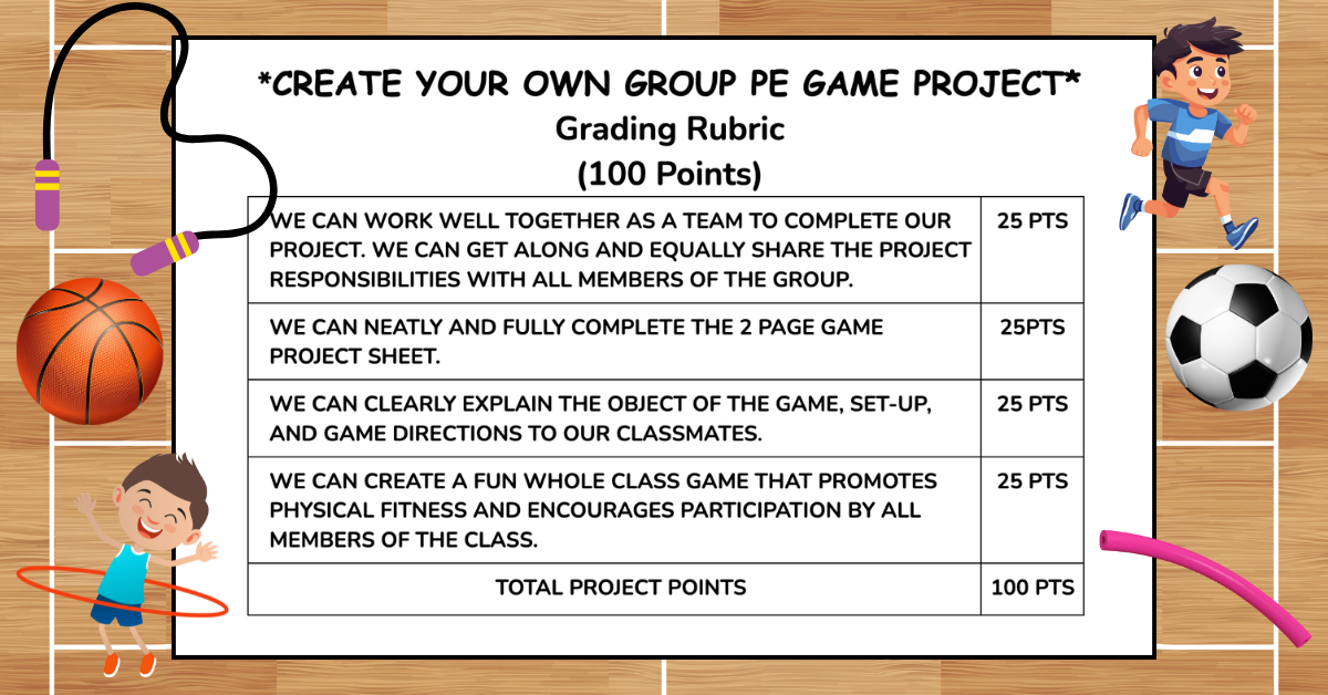 Create Your Own PE Game - Fun Group Project 4th-12th Grade