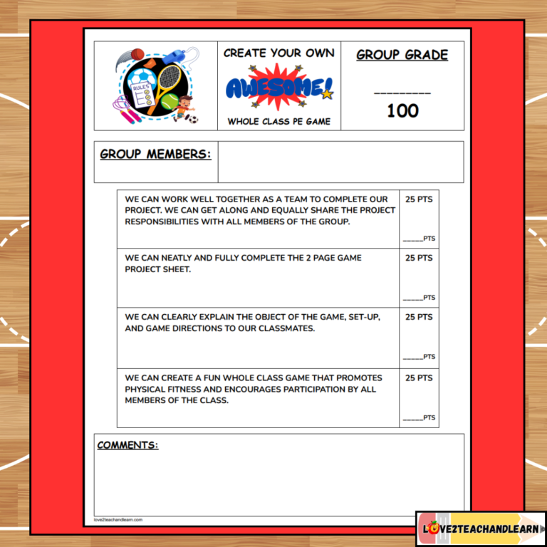 Create Your Own PE Game - Fun Group Project 4th-12th Grade
