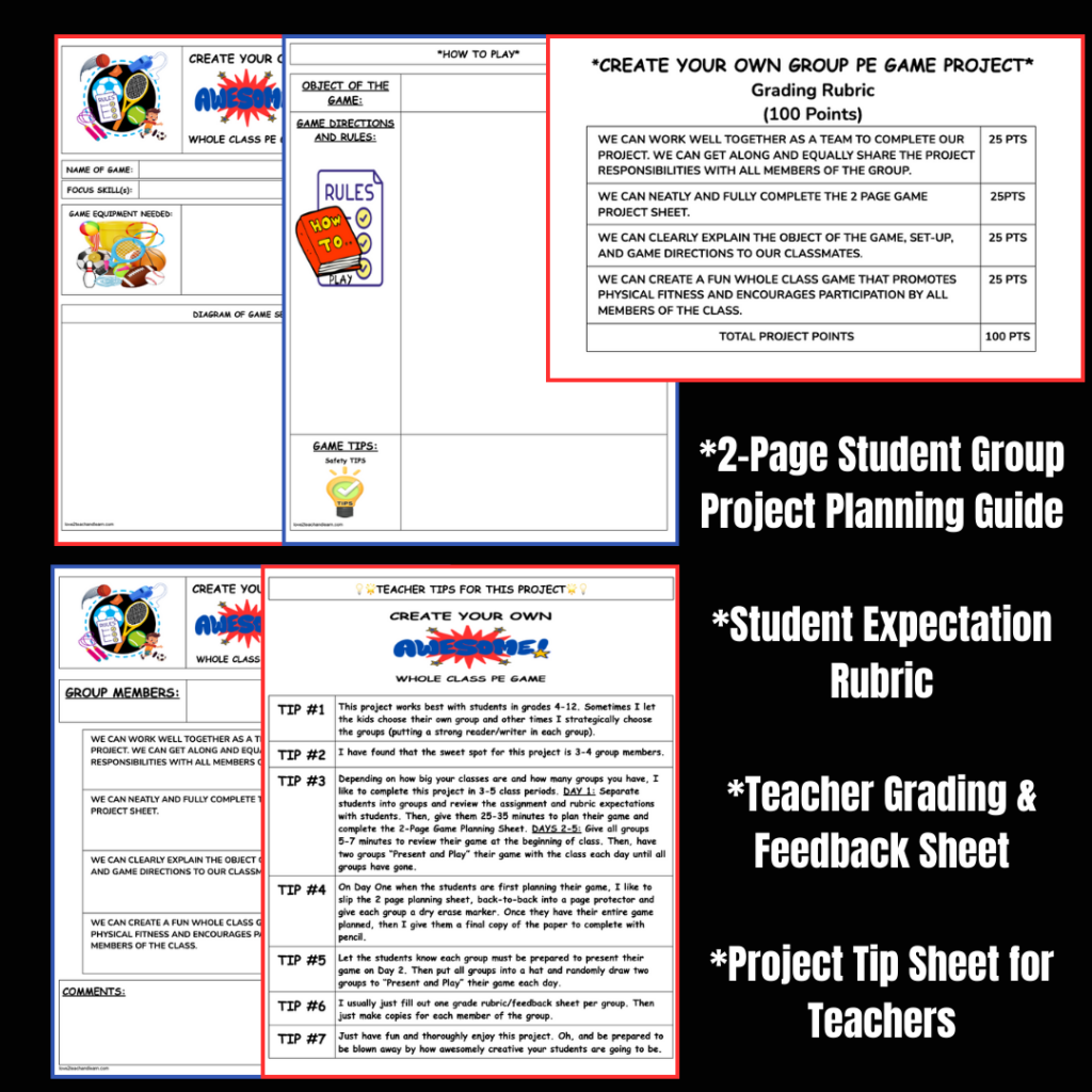 Create Your Own PE Game - Fun Group Project 4th-12th Grade