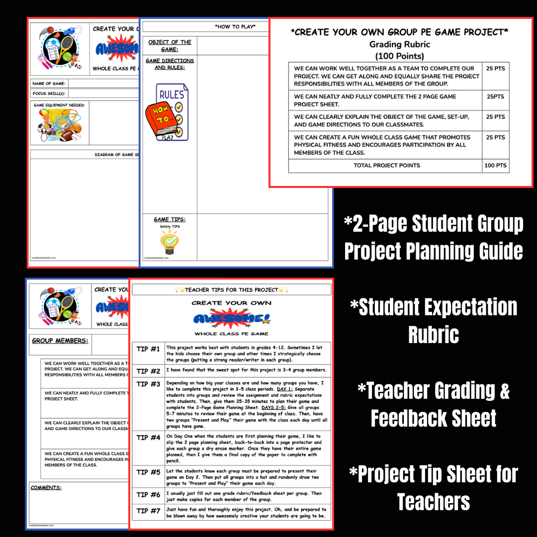 Create Your Own PE Game - Fun Group Project 4th-12th Grade