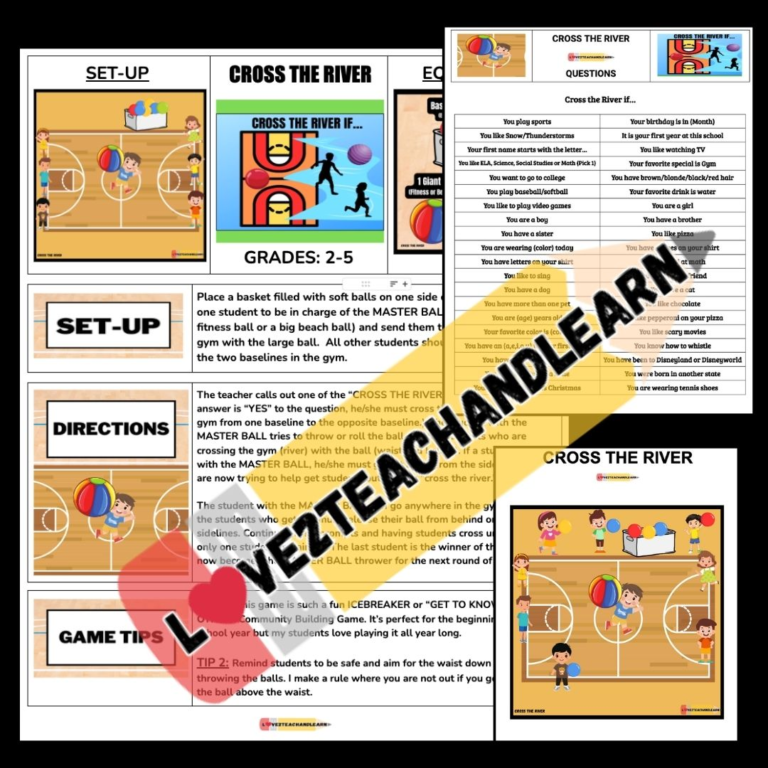 PE Lesson Plans: CROSS THE RIVER: K-5 (Icebreaker) Gym Game