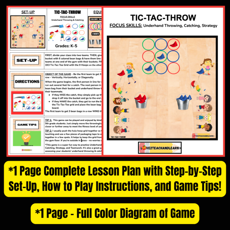 PE Lesson Plan: TIC TAC THROW K-5 Throwing, Catching Game