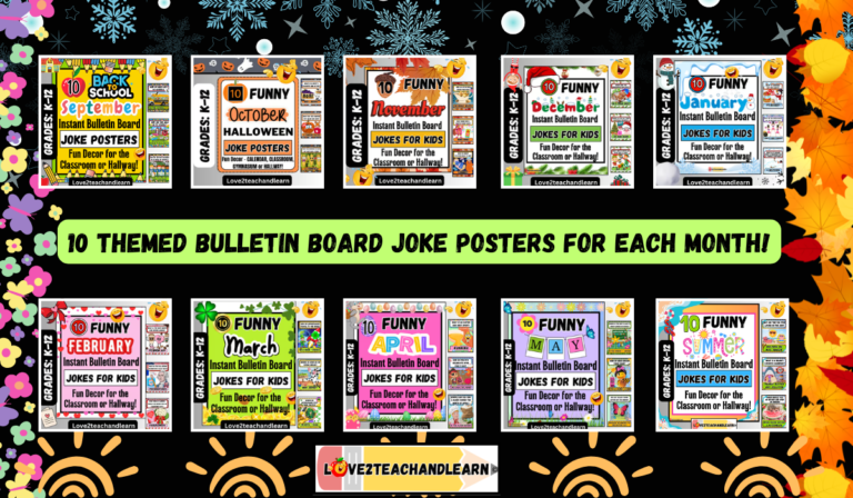 Instant September BACK TO SCHOOL Bulletin Board 10 Joke Poster Kit