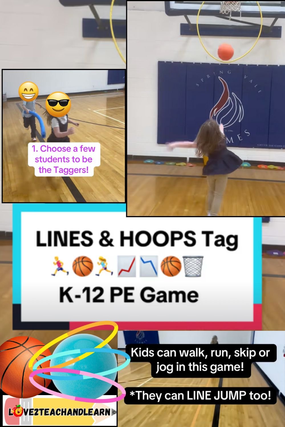 LINES and HOOPS TAG: K-5 Warm-Up Game for Gym Class