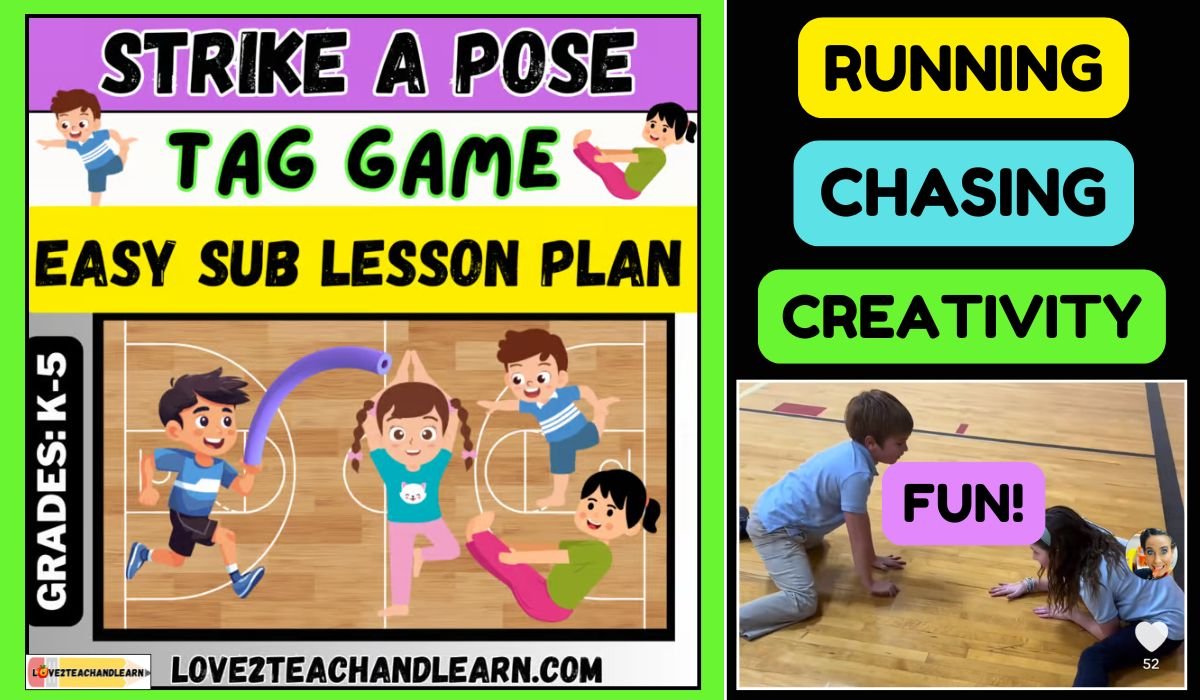 STRIKE A POSE TAG: K-5 PE Warm Game (Easy Sub Plan)