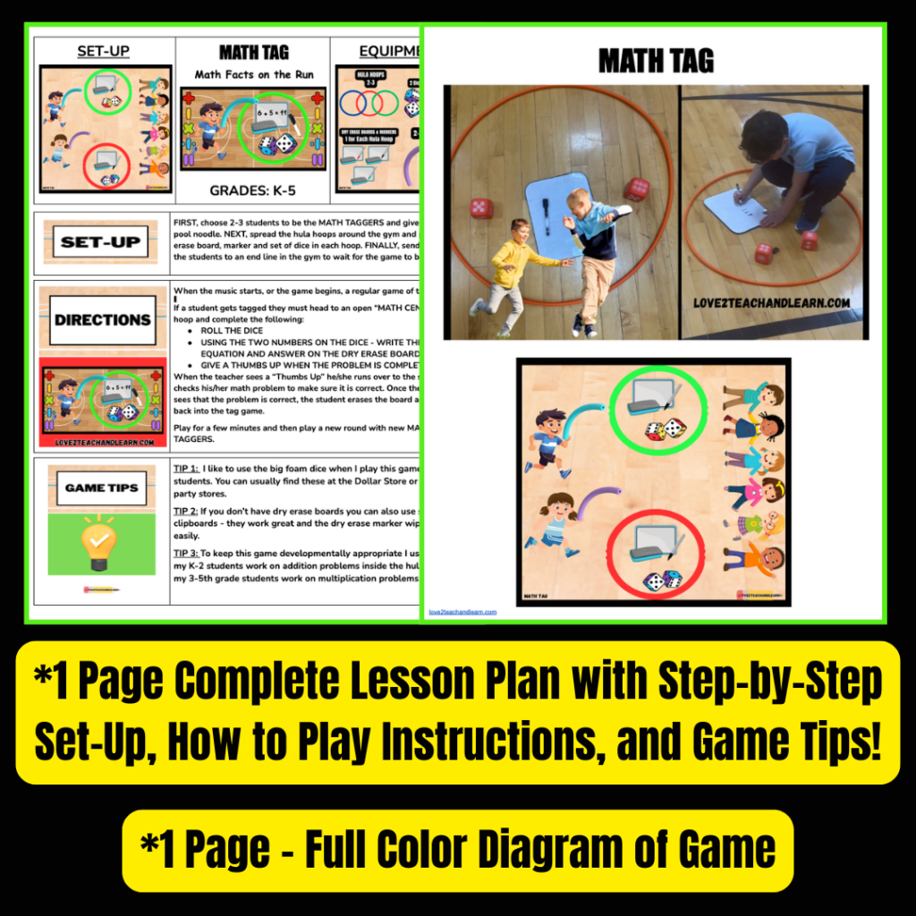 Running + Math = MATH TAG: K-5 (Fact Fluency) Gym Game