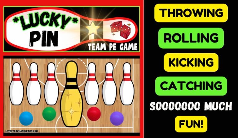 LUCKY PIN: K-5 (Throwing, Rolling, Kicking, Catching) PE Game