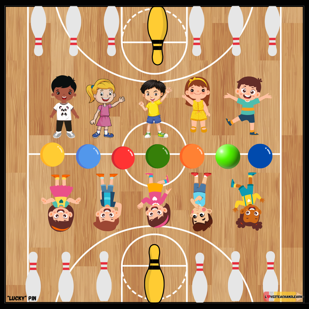 LUCKY PIN: K-5 (Throwing, Rolling, Kicking, Catching) PE Game