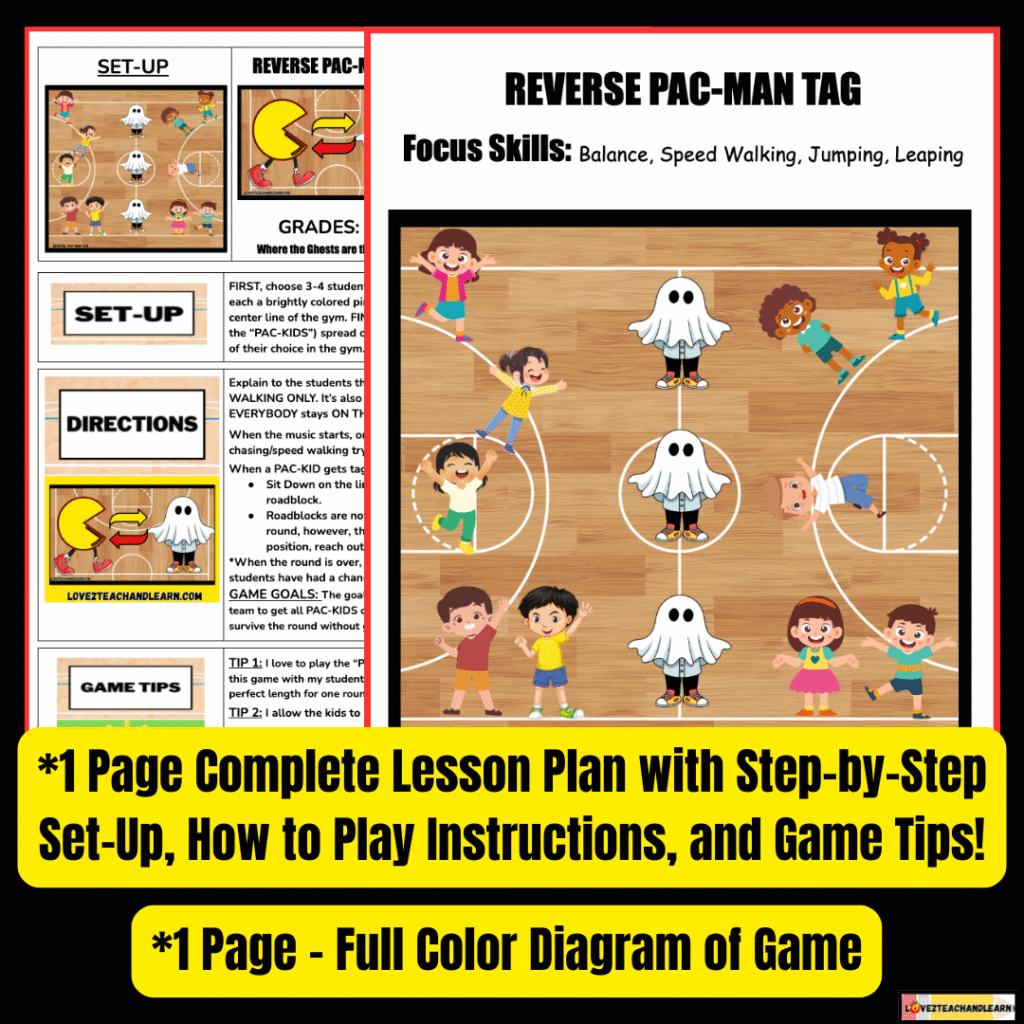 How to Play REVERSE PAC MAN TAG: K-5 PE Game (Balance, Jumping, Speed ...