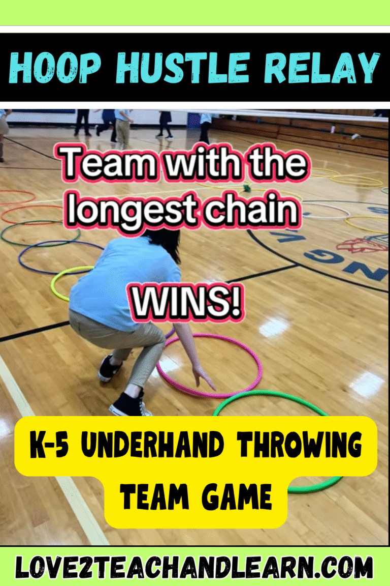 HOOP HUSTLE RELAY: Fun Underhand Throwing K-5 Team PE Game