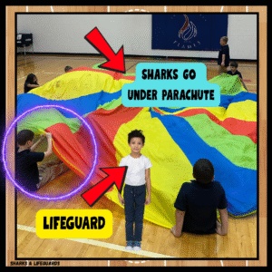 SHARKS and LIFEGUARDS: K-12 Parachute Game (PE Class, Field Day)