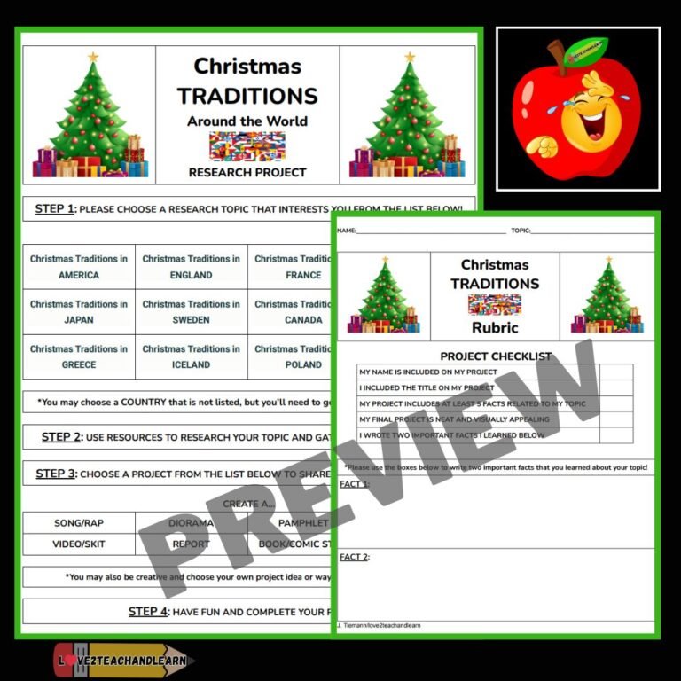 CHRISTMAS TRADITIONS Research Project + Rubric (Around the World)