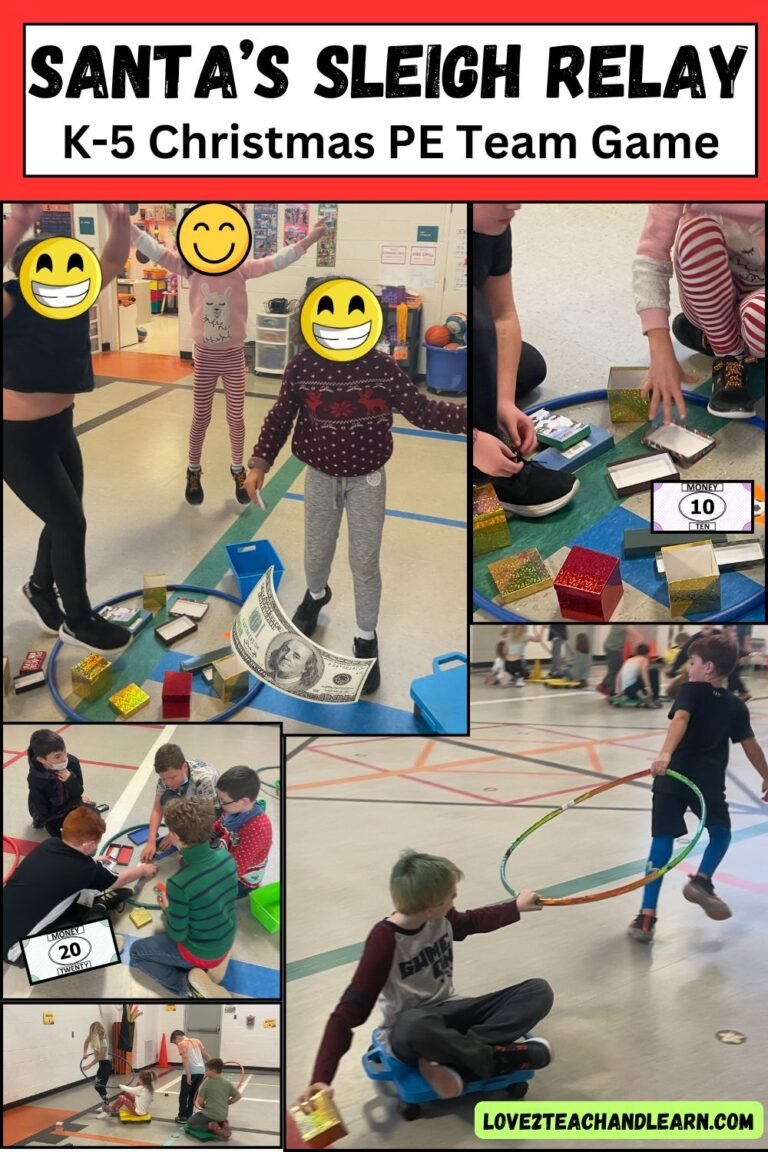 SANTA'S SLEIGH RELAY: Fun K-5 (Scooters) Team Christmas PE Game
