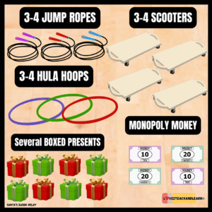 SANTA'S SLEIGH RELAY: Fun K-5 (Scooters) Team Christmas PE Game