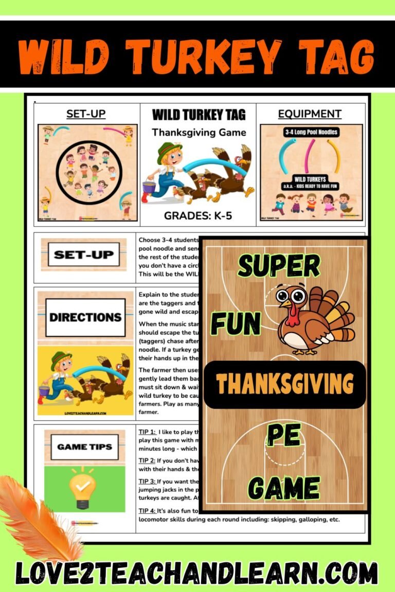 WILD TURKEY TAG: K-5 Fun Thanksgiving PE Game