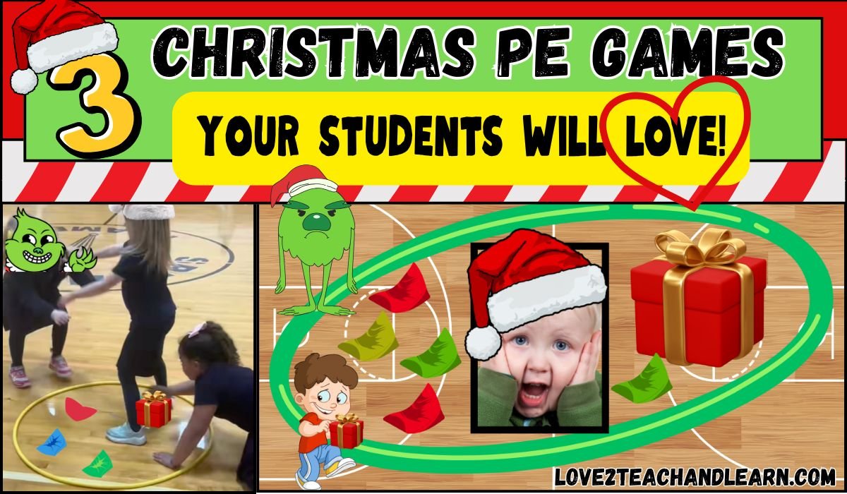 3 Fun Elementary (Tag, Relay, Team) Christmas PE Games