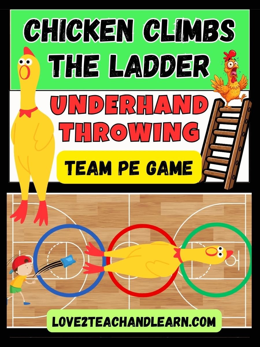 CHICKEN CLIMBS THE LADDER: K-5 Underhand Throwing PE Relay Game