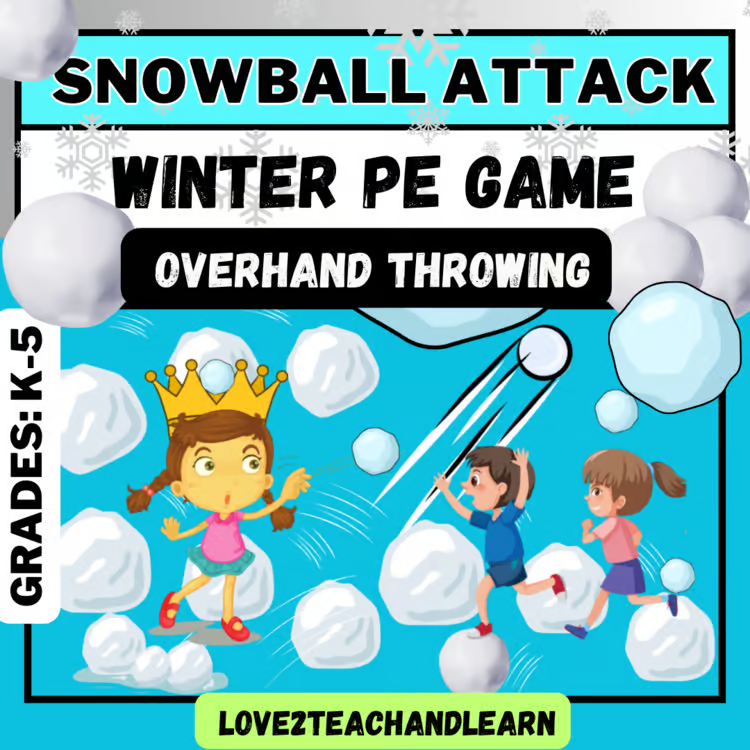 SNOWBALL ATTACK: Winter K-5 Elementary (Overhand Throwing) PE Game
