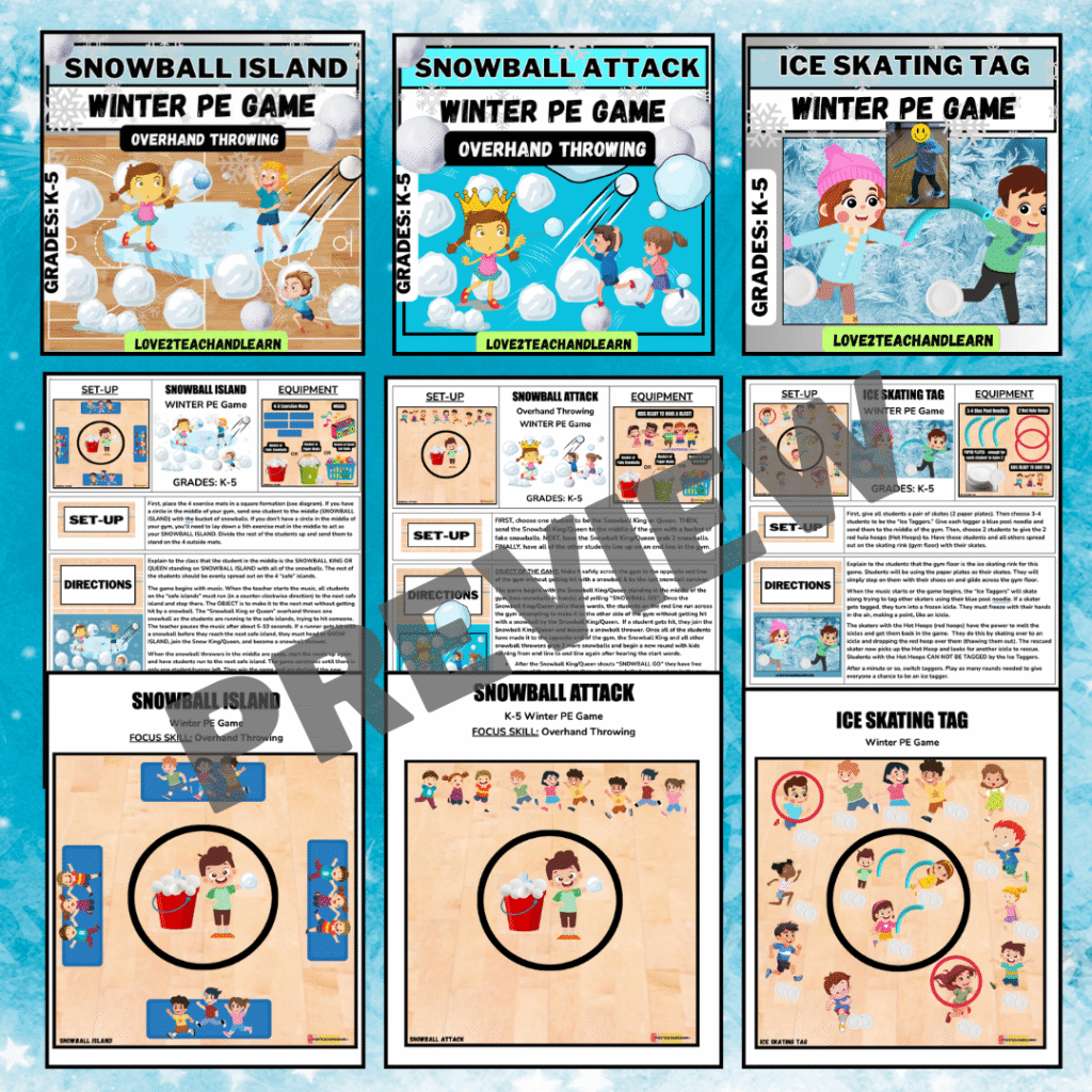 3 Easy and Fun Elementary Whole Class WINTER PE Games