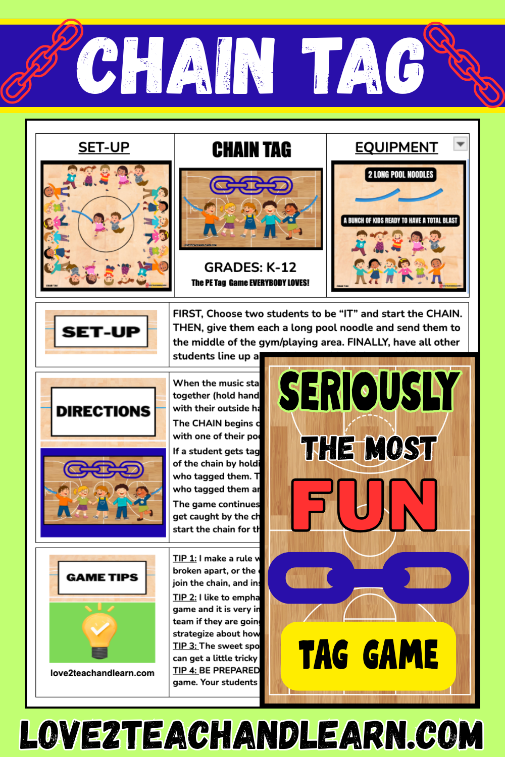 CHAIN TAG: K-12 Crazy Fun Warm-Up PE Game (Free Printable Plan)