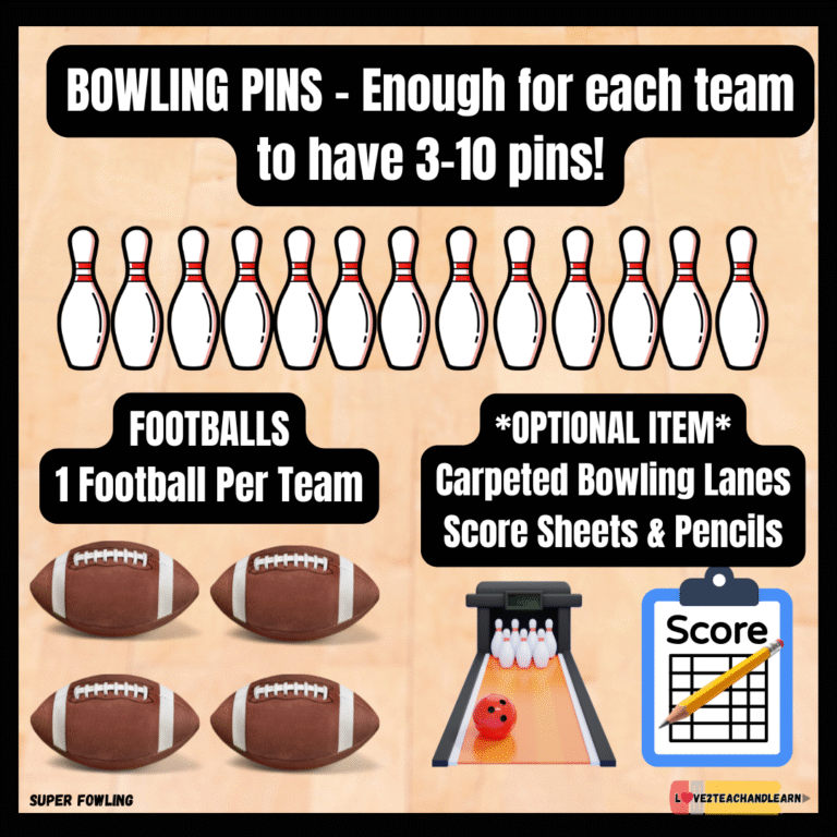 SUPER FOWLING: Fun K-8 (Football Throwing + Bowling) PE Game