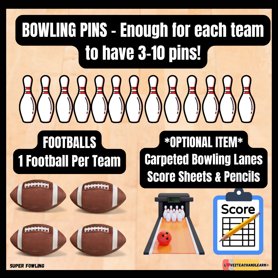 SUPER FOWLING: Fun K-8 (Football Throwing + Bowling) PE Game