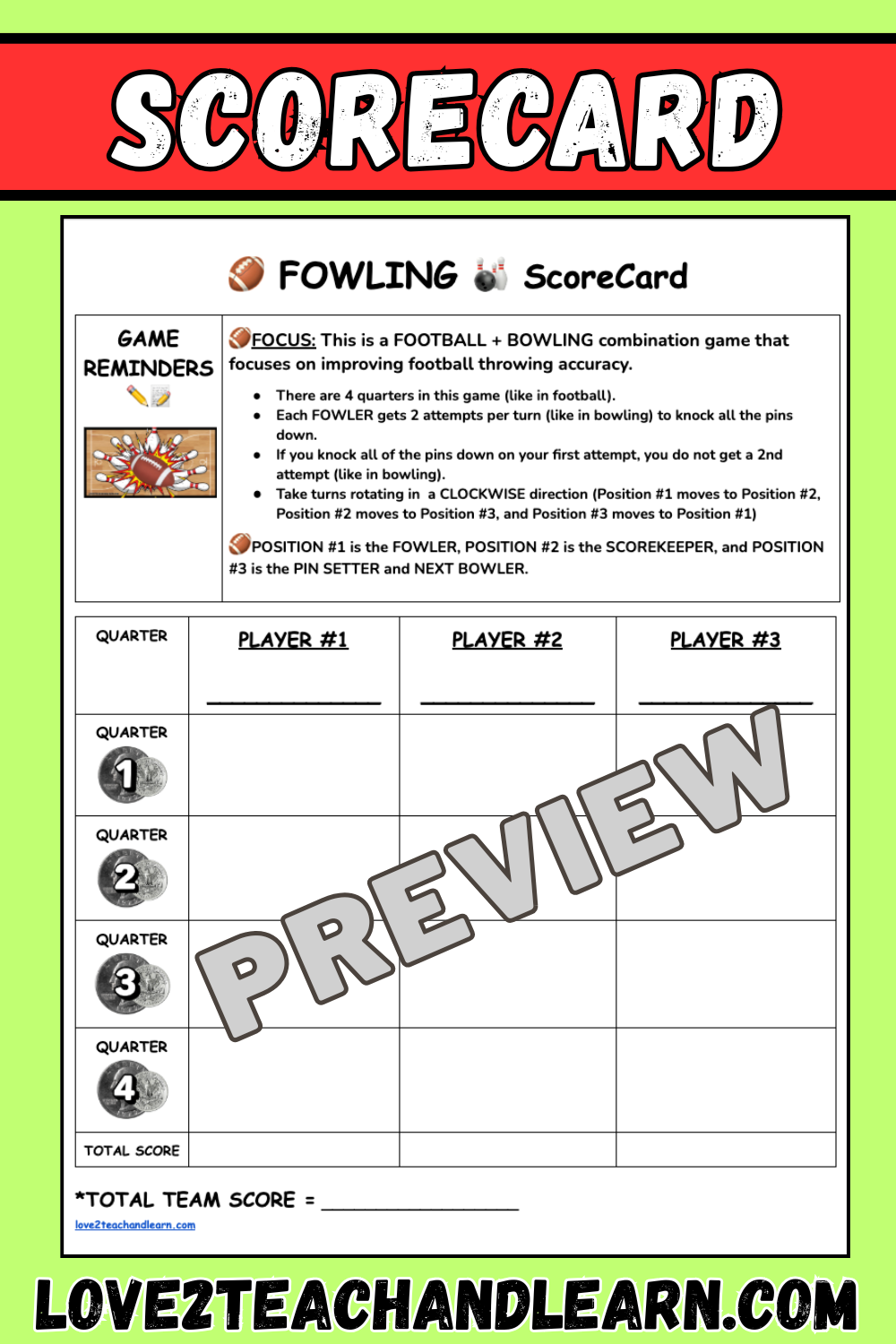 SUPER FOWLING: Fun K-8 (Football Throwing + Bowling) PE Game