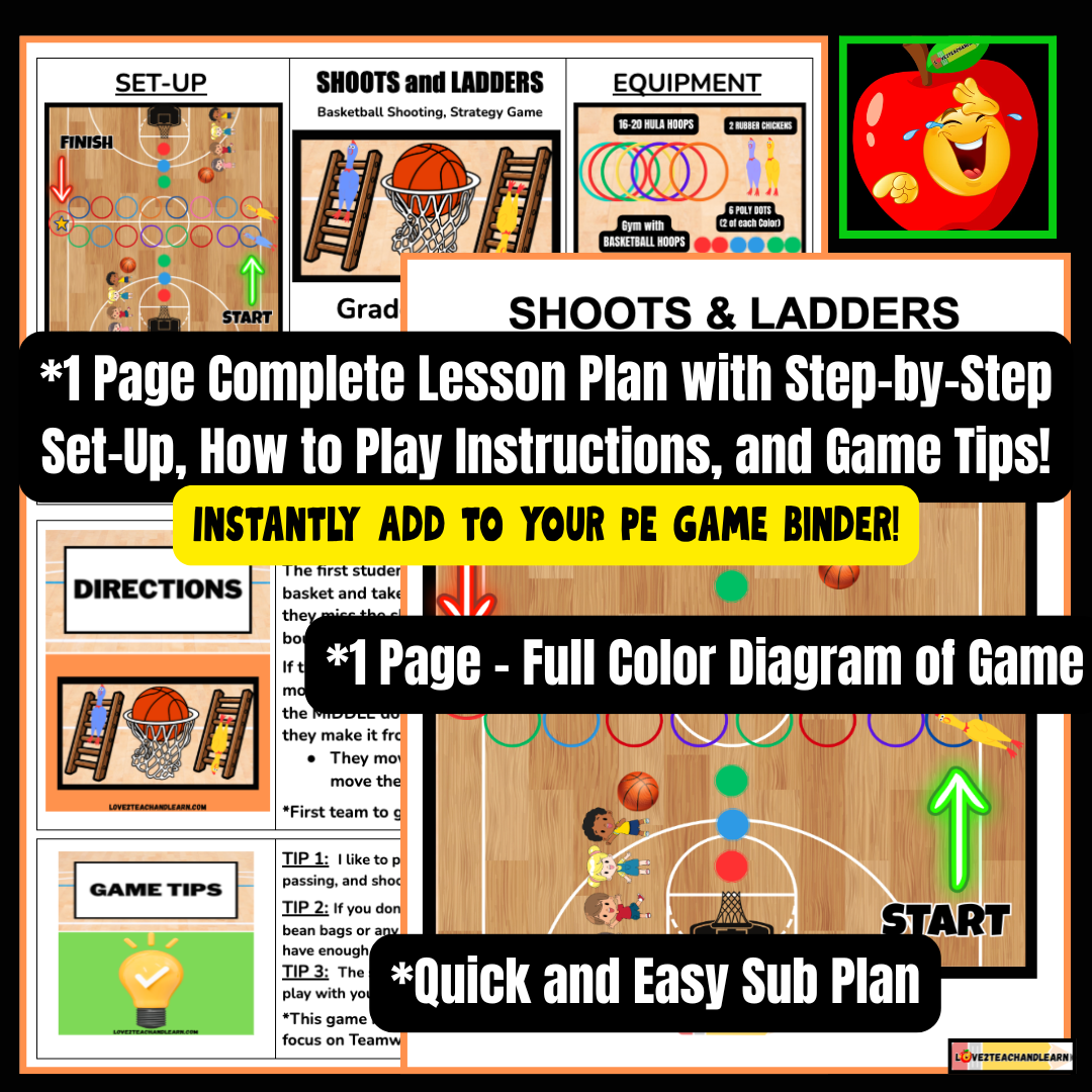 SHOOTS and LADDERS RELAY: Basketball Shooting Team PE Game